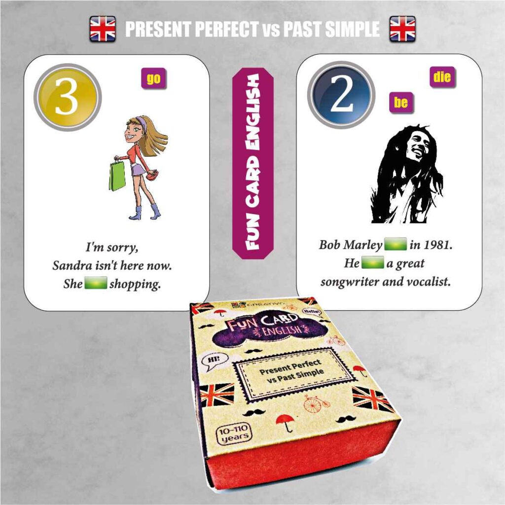 FUN CARD ENGLISH PRESENT PERFECT vs PAST SIMPLE fiszki/gra do nauki ...