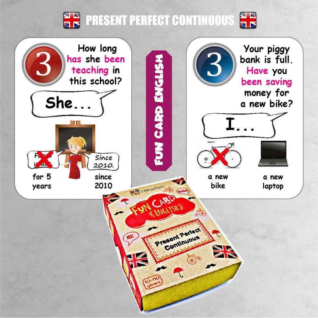 FUN CARD ENGLISH PRESENT PERFECT CONTINUOUS game to learn English ...